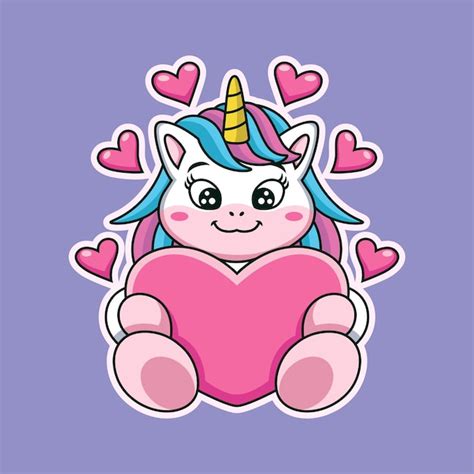 Premium Vector Cute Unicorn Cartoon Hug With Love
