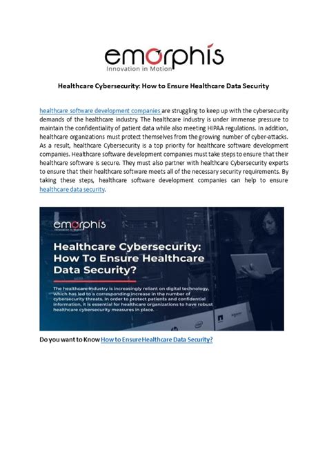 Healthcare Cybersecurity How To Ensure Healthcare Data Security Presentation Free To Download