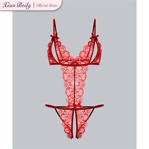 Xiaobeily Temptation Lace Open Crotch Corset Panty Women Sexy Underwear