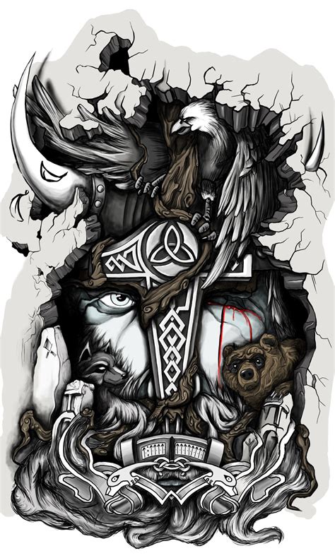 Tatto Odin By Mstibog Norse Mythology Tattoo Norse Tattoo Celtic