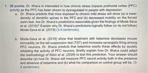 Solved Points Dr Ithaca Is Interested In How Chronic Chegg