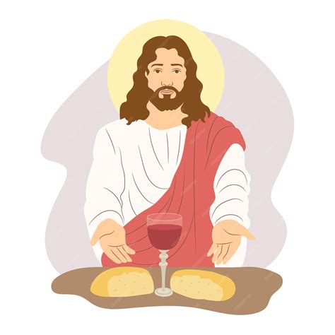 Premium Vector Jesus Blessing The Wine And Bread On Holy Thursday