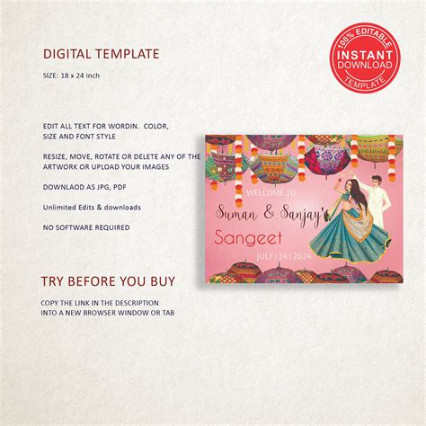 Indian Wedding Welcome Sign Template Hindu Wedding Sign Etsy