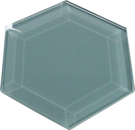 Steeple Grey 4 Beveled Hexagon Glossy Glass Tile Gem3004 Hex