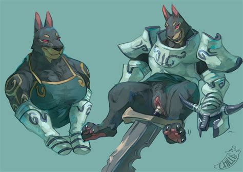 Rule 34 Anthro Armor Babanasaur Big Breasts Blue Background Bottomless Breasts Canid Cleavage