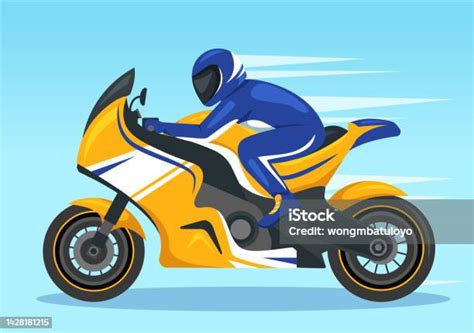 경주 Motosport 속도 자전거 템플릿 손으로 그린 만화 플랫 일러스트 레이 션 스포츠 또는 챔피언십 경주 스포츠웨어 및 장비를 착용하여 Championship에 대한