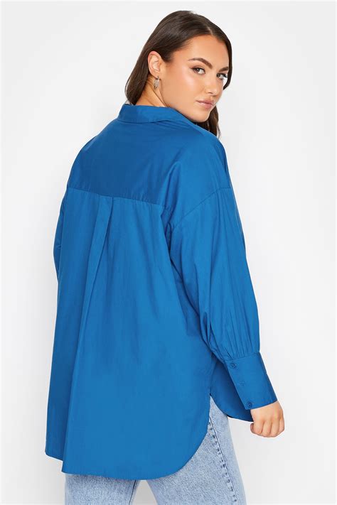Plus Size Blue Oversized Poplin Shirt Yours Clothing