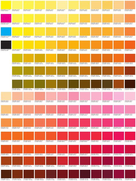 Cmyk Color Chart With Values