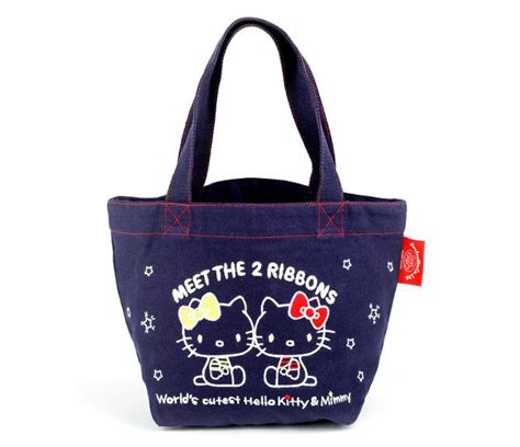 Hello Kitty And Mimmy Mini Tote Bag 2 Ribbons Mini Tote Bag Sanrio