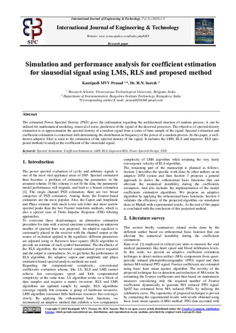 Pdf Simulation And Performance Analysis For Coefficient Estimation