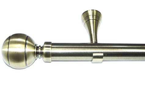 35mm Designer Antique Brass Eyelet Curtain Pole Ribbed Ball Finials