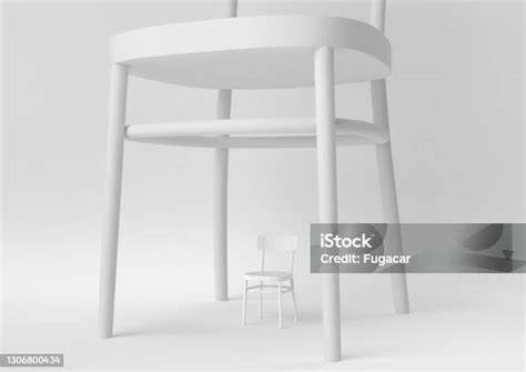 흰색 배경에 다른 경쟁을 보여주는 흰색 의자 최소한의 개념 아이디어 흑백 3d 렌더링 0명에 대한 스톡 사진 및 기타 이미지