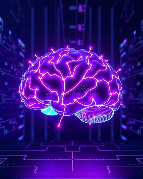 Futuristic Digital Brain With Glowing Neural Network Artificial Intelligence And Machine