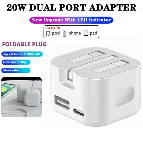 Dual Port W Usb C Power Adapter Pd Fast Charger Type C Wall Charger With Cable Shopee Singapore