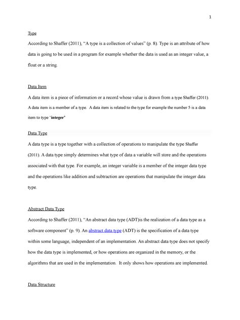 Data Introduction To Data Structures And Algorithm Analysis 1 Type