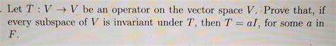 Solved Let T VV Be An Operator On The Vector Space V Prove Chegg