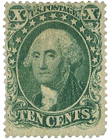 85d 1867 10c Washington Green Z Grill Perf 12 Mystic Stamp Company