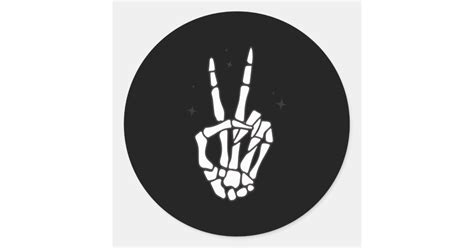 Halloween Skeleton Peace Sign Classic Round Sticker Zazzle