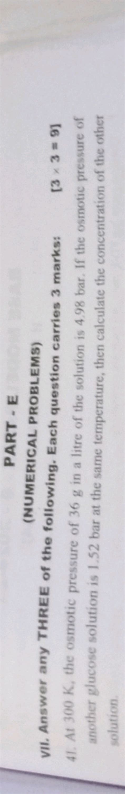 Part Enumerical Problemsvii Answer Any Three Of The Following Eac