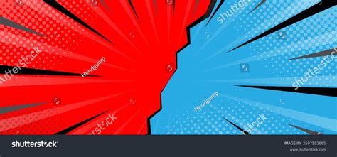 Dynamic Red Vs Blue Comic Battle Stock Illustration 2597592665