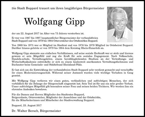 Traueranzeigen Von Wolfgang Gipp Rz Trauer De