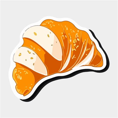 Premium Vector A Sticker Of A Croissant With A Bite Taken Out Of It