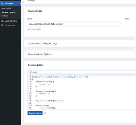 Import Custom Product Tabs Using WP All Import WeLaunch