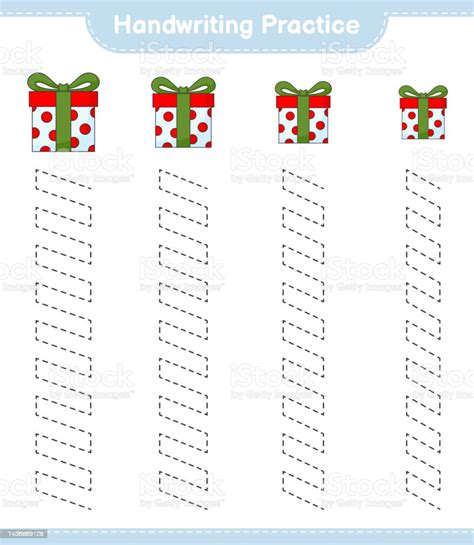 필기 연습 선물 상자의 추적 라인 교육 어린이 게임 인쇄 가능한 워크 시트 벡터 일러스트 레이 션 0명에 대한 스톡 벡터 아트 및 기타 이미지 Istock