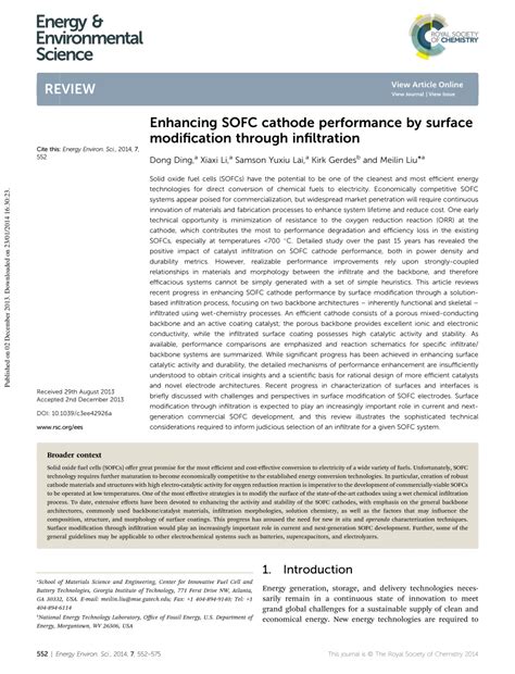 Pdf Cheminform Abstract Enhancing Sofc Cathode Performance By Surface Modification Through