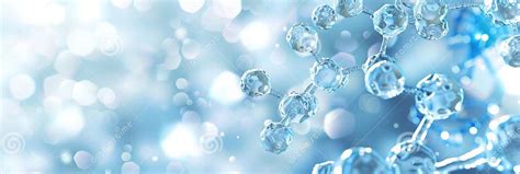 Abstract Blue Molecular Structure Background With Light Bokeh Effects