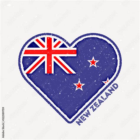 New Zealand Heart Flag Badge New Zealand Logo With Grunge Texture