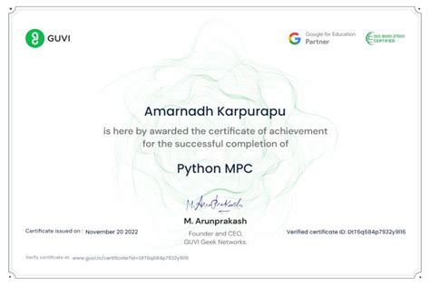 Amarnadh Karpurapu On Linkedin Connections Guvi Python Research Share Thankyou