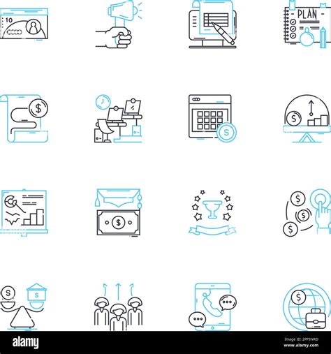 Project Launching Linear Icons Set Initiative Rollout Debut Unveiling Inception