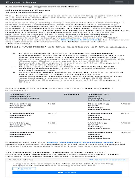 Learning Agreement Dec 25 Pdf