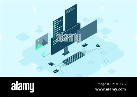 isometric desktop computer coding programming technology programming