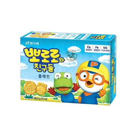 [binggrae] Pororo And Friends Plain Cookie 65g 빙그레 뽀로로와친구들 플레인 65g Leemart