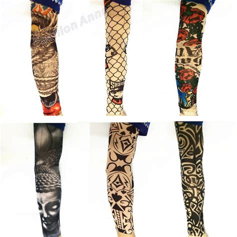 6pcs Nylon Elastic Fake Temporary Tattoo Sleeves Legging Rockmusic