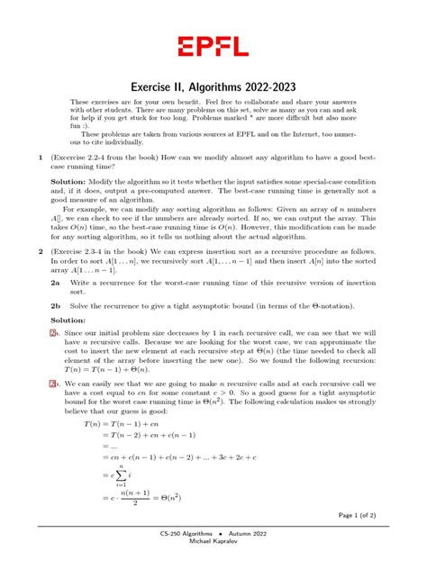 exercise2 sol pdf time complexity algorithms