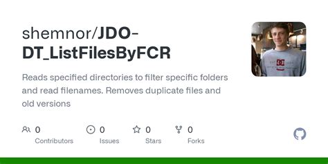 github shemnor jdo dt listfilesbyfcr reads specified directories to