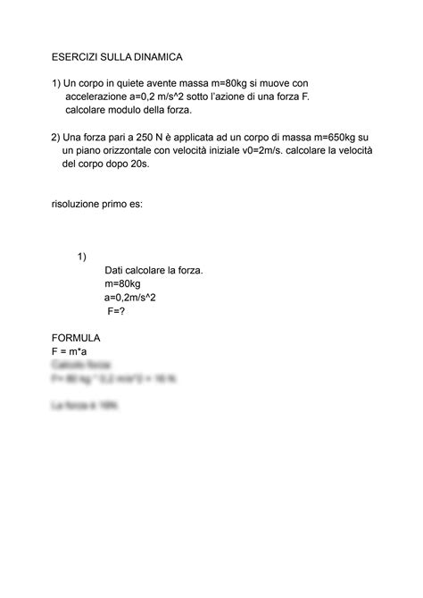 SOLUTION Esercizi Di Fisica Sulla Dinamica Terzo Anno Di Liceo