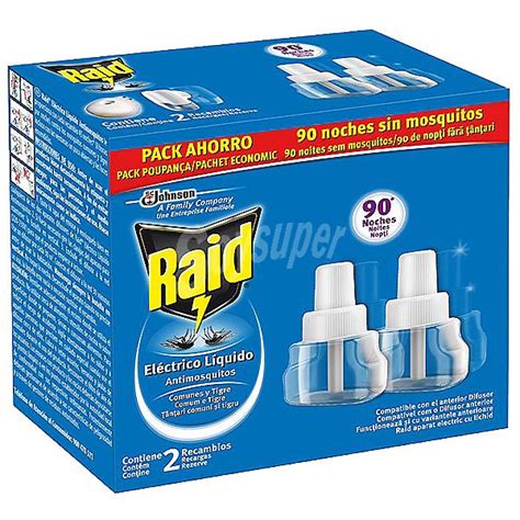 Raid Insecticida volador eléctrico antimosquitos comunes y tigre acción
