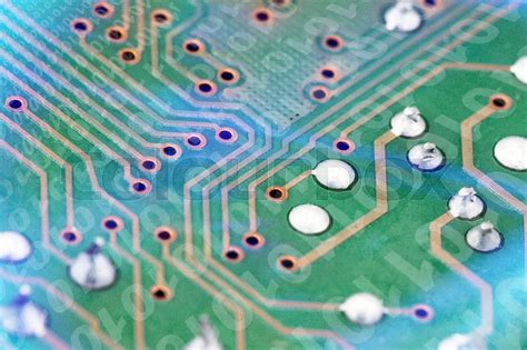 Futuristic Electronic Circuit Board With Binary Code Network And Big