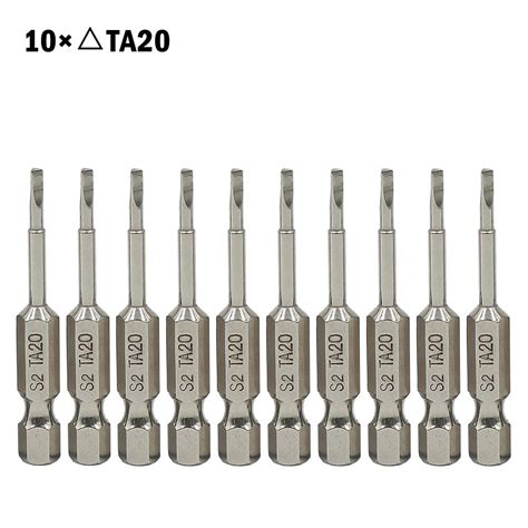 10pcs 50mm Magnetic Triangle Screwdriver Bits Steel 6 35mm Shank Ta18
