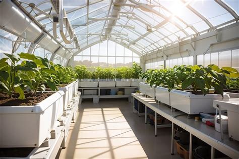 Premium Ai Image Optimal Growth Environment Sunlit Greenhouse With