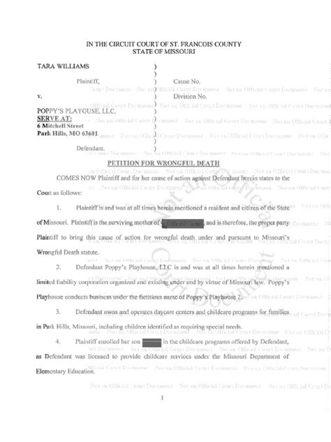 Petition For Wrongful Death Redacted Pdf