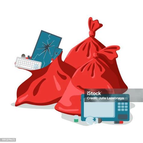 Red Recycle Sopsäck Paket För Eavfall Set Banner Reklamblad Separation