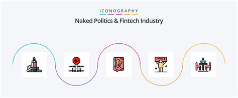 Naked Politics And Fintech Industry Line Filled Flat 5 Icon Pack