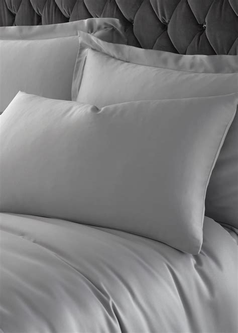 Catherine Lansfield Silky Soft Satin Duvet Cover Set Silver Matalan