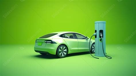 Ev Car And Energy Station In 3d A Sustainable Way To Charge Your Vehicle Powerpoint Background