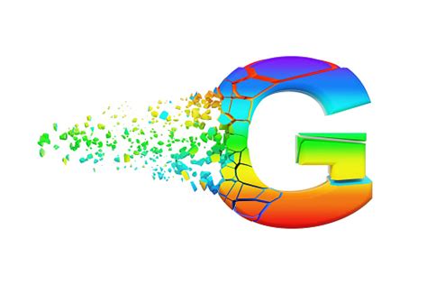 破碎的彩虹字母大寫字母 G 大寫粉碎彩虹字體3d 渲染在白色背景下被隔離 照片檔及更多 交通失事 照片 交通失事 光譜 創作性